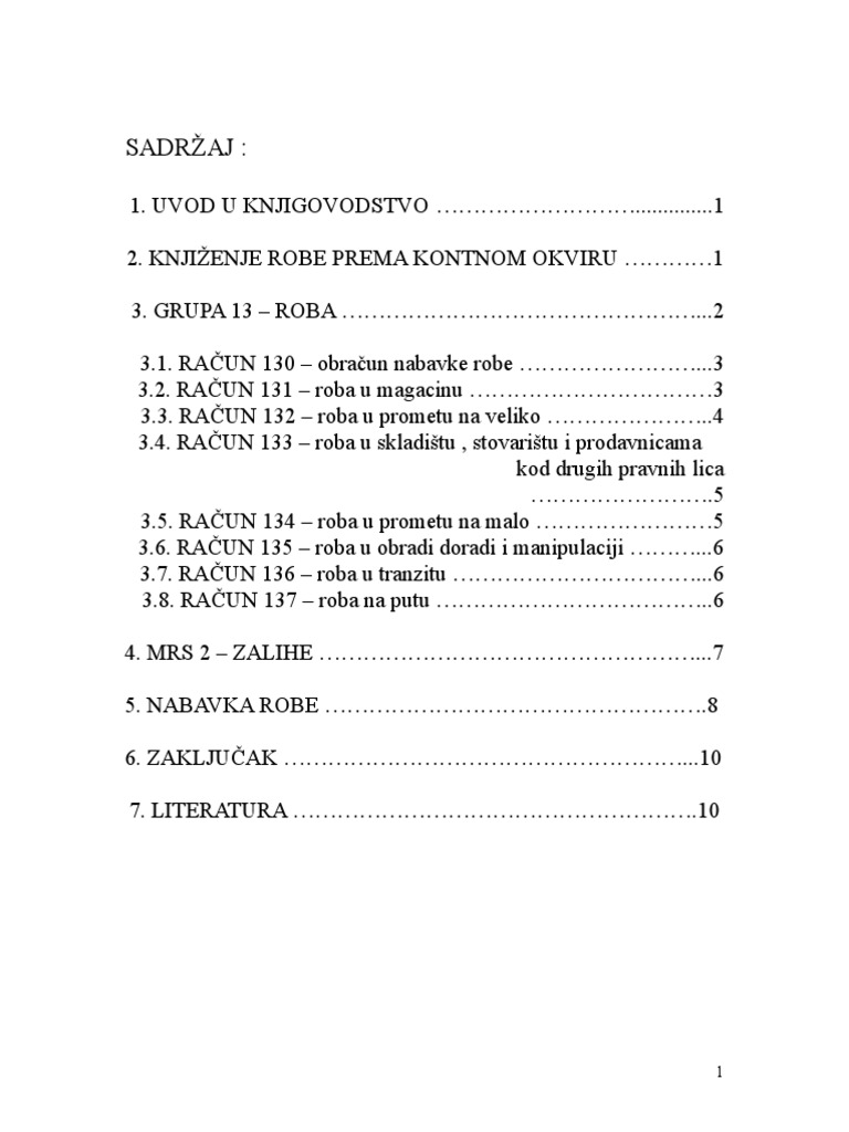 Racunovodstvo Knjizenje Robe | PDF