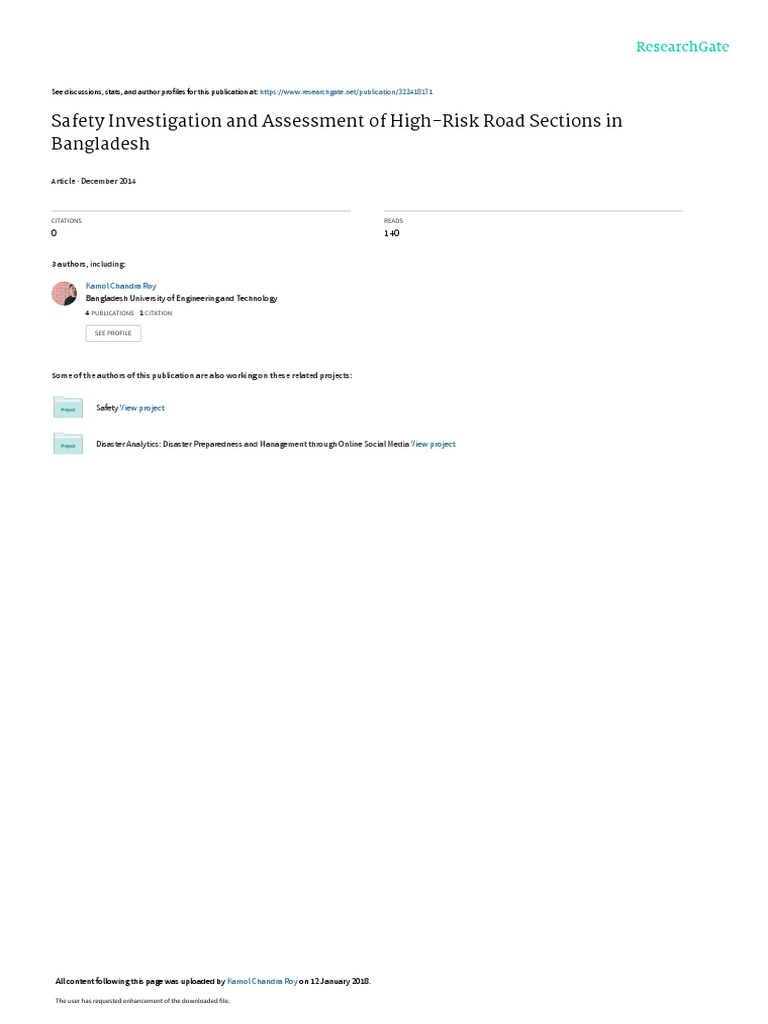Safety Investigation and Assessment of High-Risk Road Sections in ...