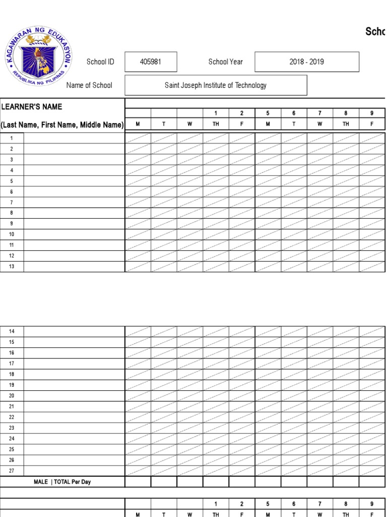 School Form 2 (SF2) Daily Attendance Report of Learners | PDF