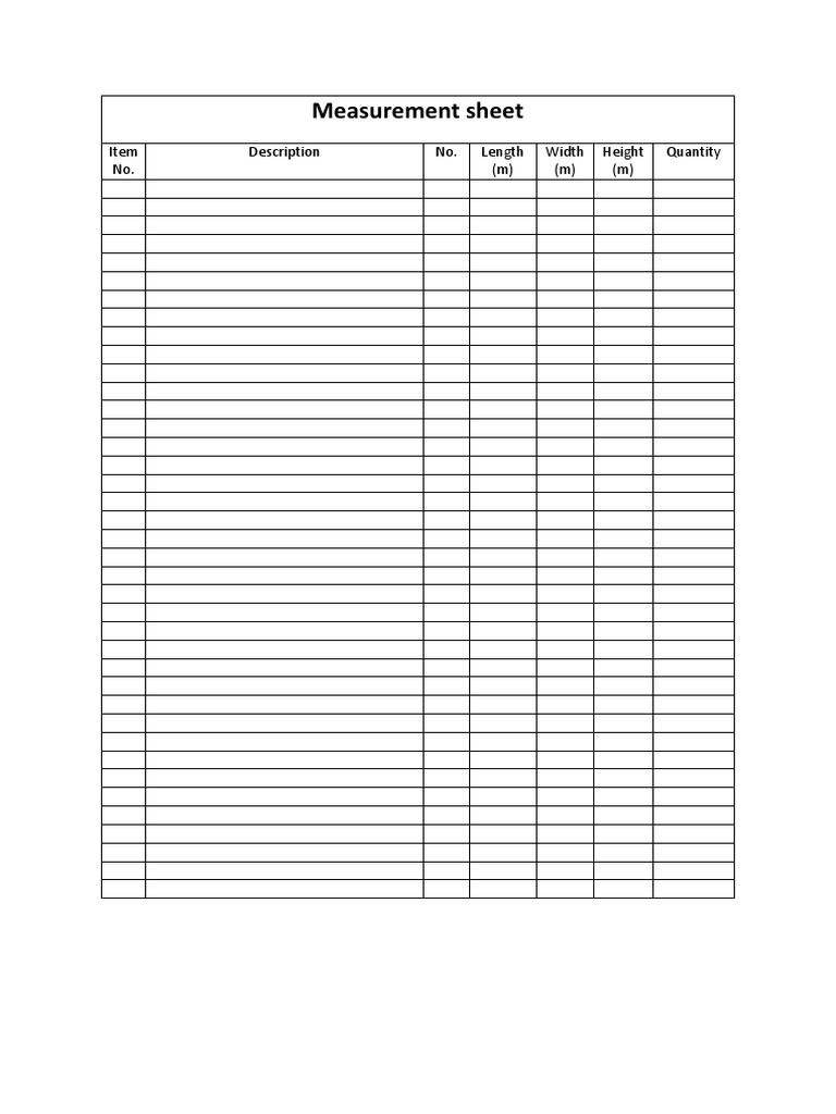 Civil Engineering Measurement Sheet | PDF