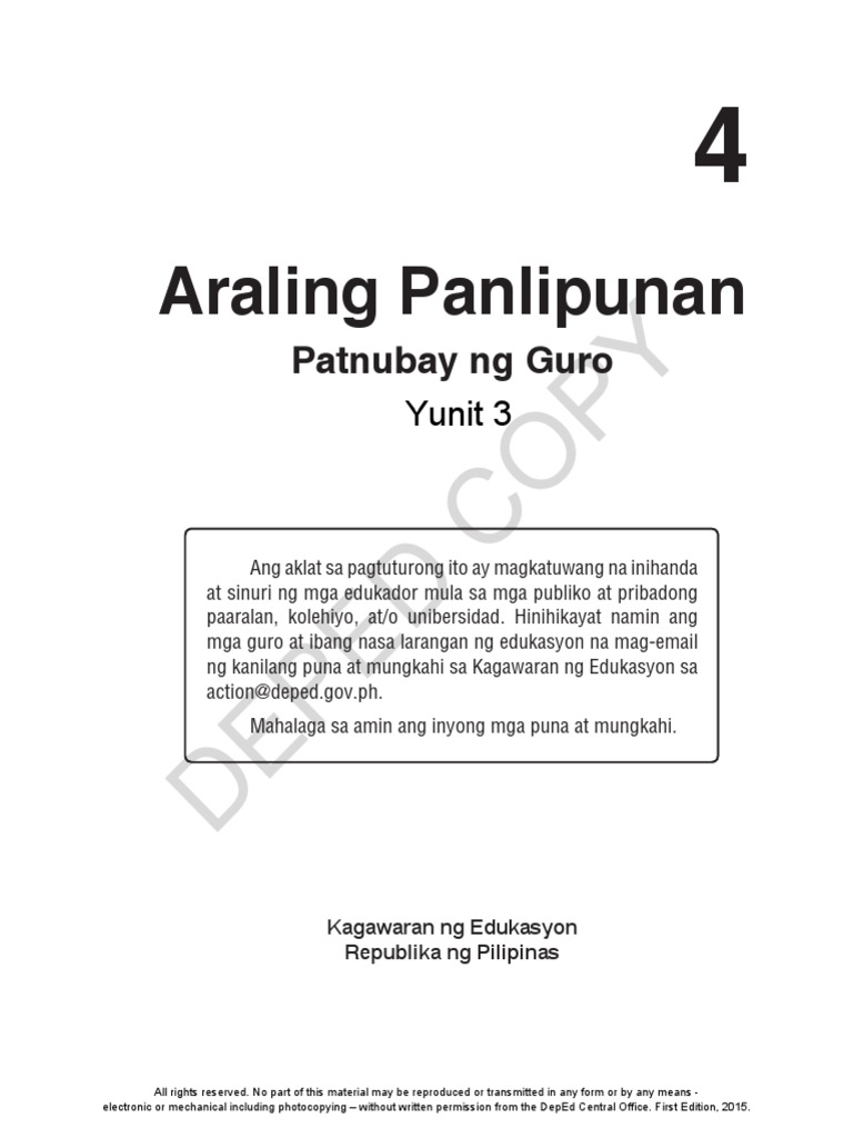 Grade 4 TG Araling Panlipunan Quarter 3 | PDF