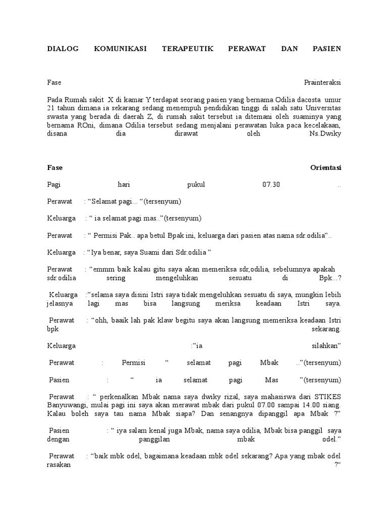 Dialog Terapeutik Perawat dan Pasien | PDF