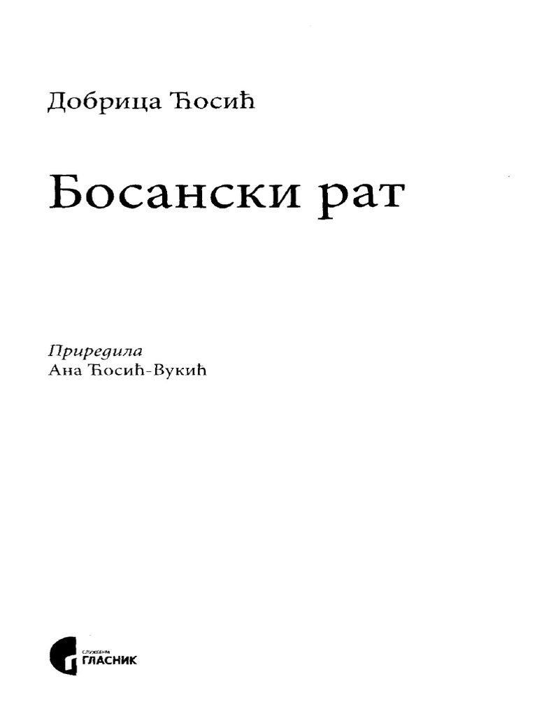 Dobrica Cosic - Bosanski Rat | PDF