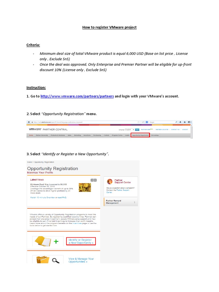How To Register VMware Project | PDF
