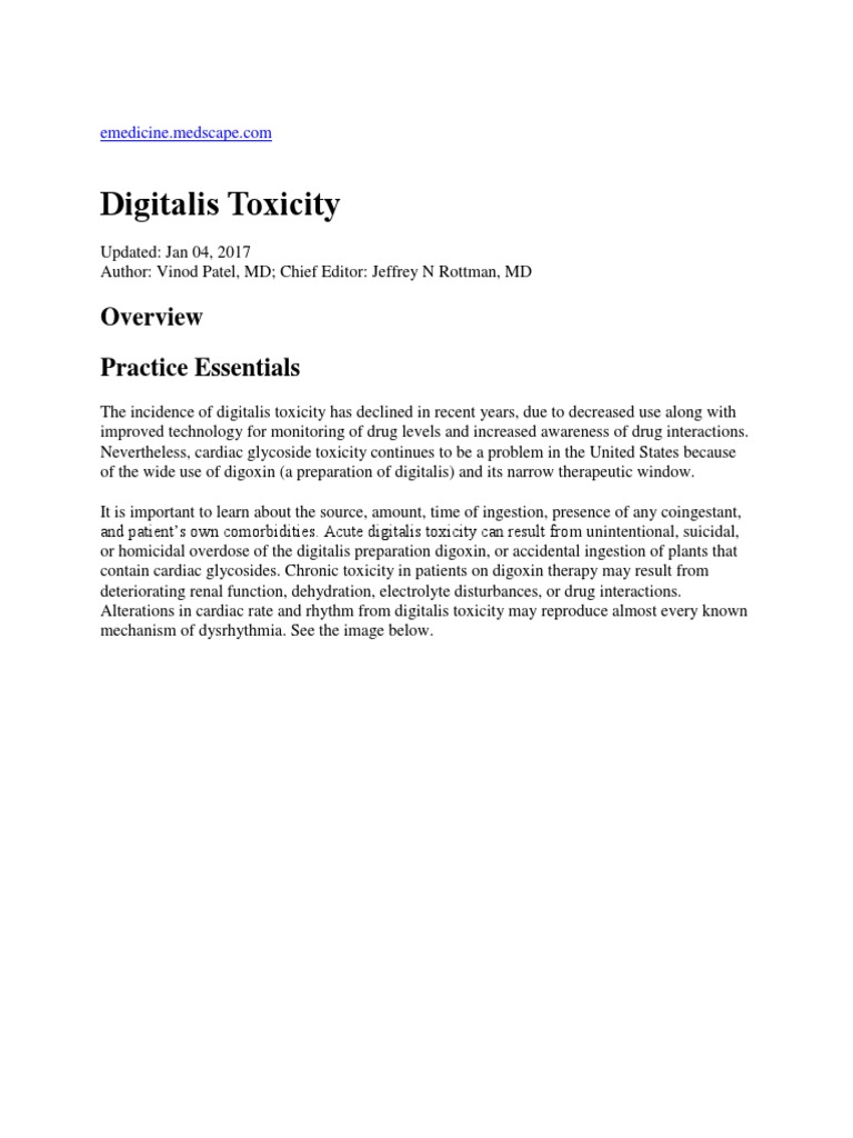 Digitalis Toxicity Treatment and Management | PDF | Electrocardiography ...