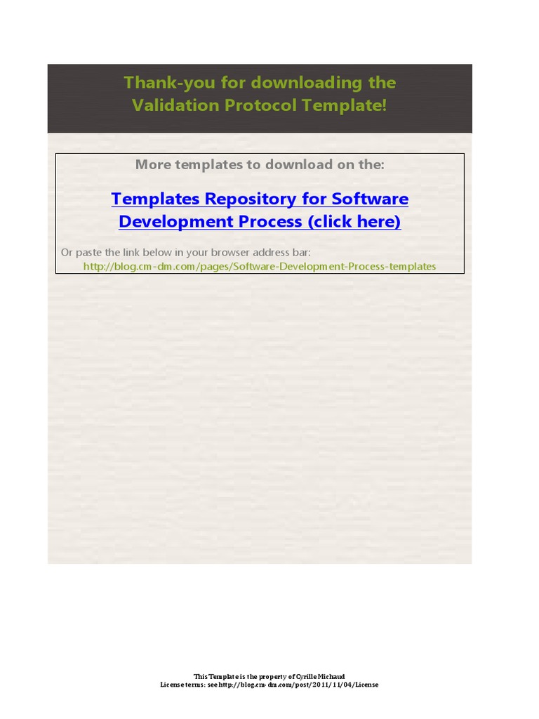 2015 Validation Protocol Template | Download Free PDF | Software ...