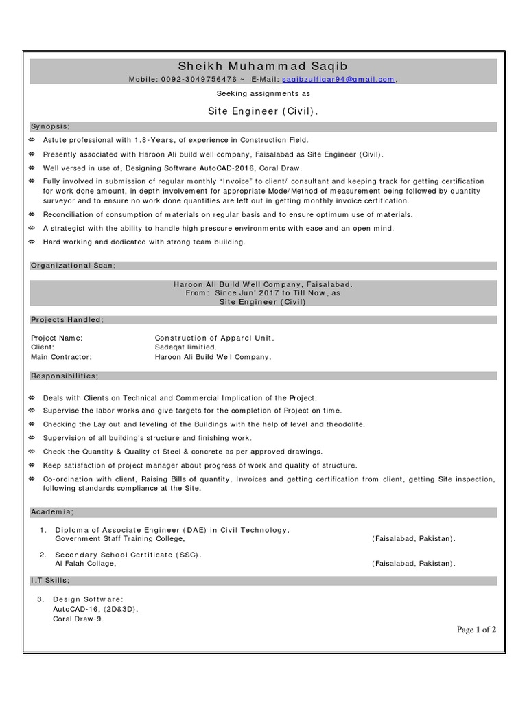 002 - Sheikh Muhammad Saqib CV PDF | PDF | Business