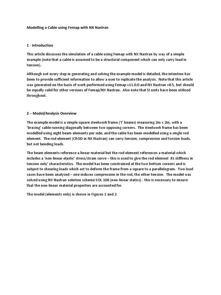 Modeling Cable in Nastran | PDF | Young's Modulus | Beam (Structure)