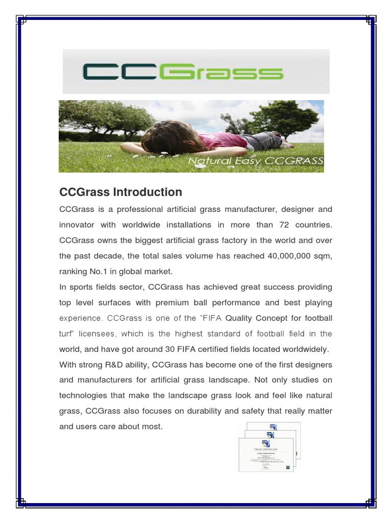 CCGrass: Leading Artificial Grass Innovator | PDF | Golf Course | Lawn