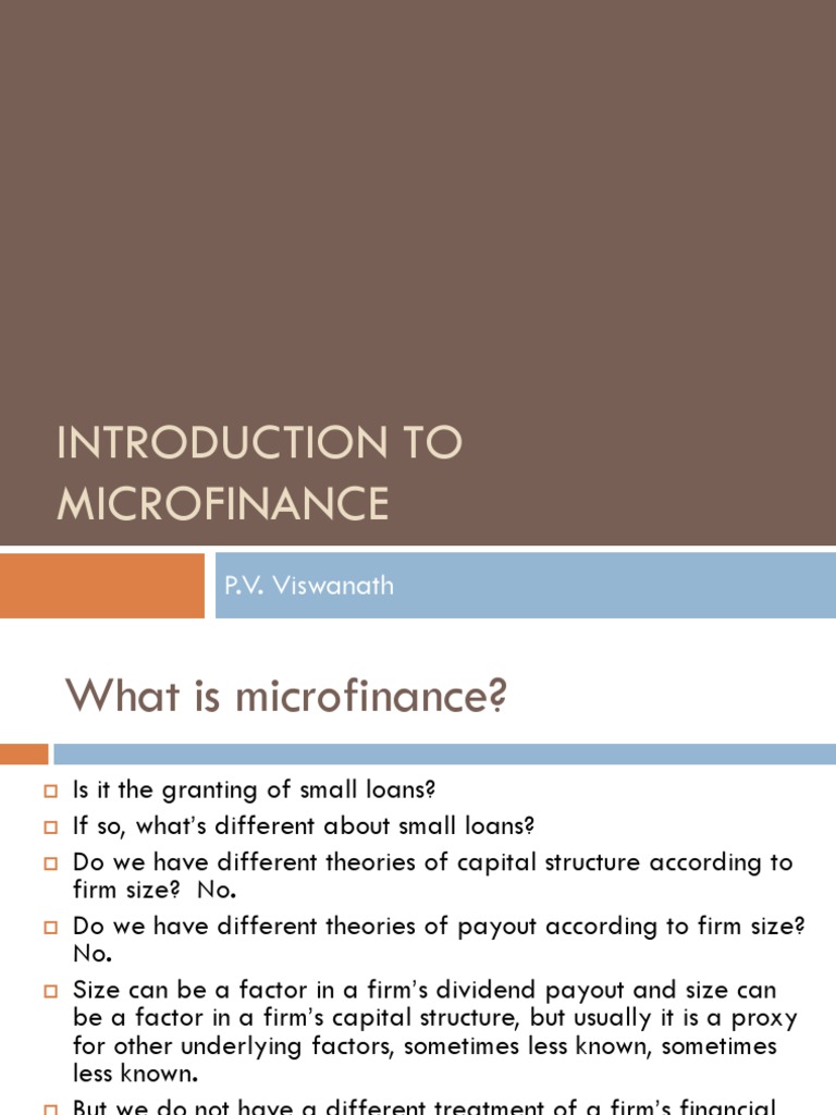 Understanding Microfinance Fundamentals | PDF | Microfinance | Loans