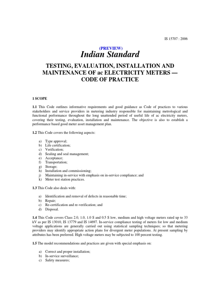 Code of Practice for AC Meter Testing | PDF | Alternating Current ...
