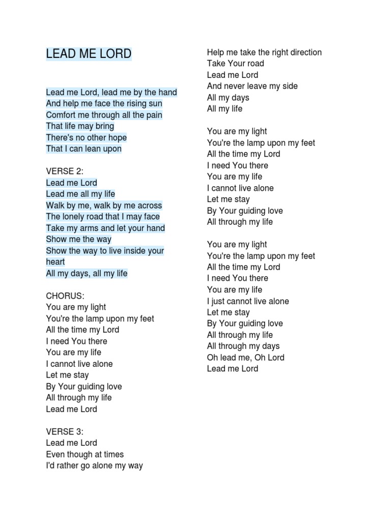 Lead Me Lord | PDF | Religion & Spirituality | Poetry
