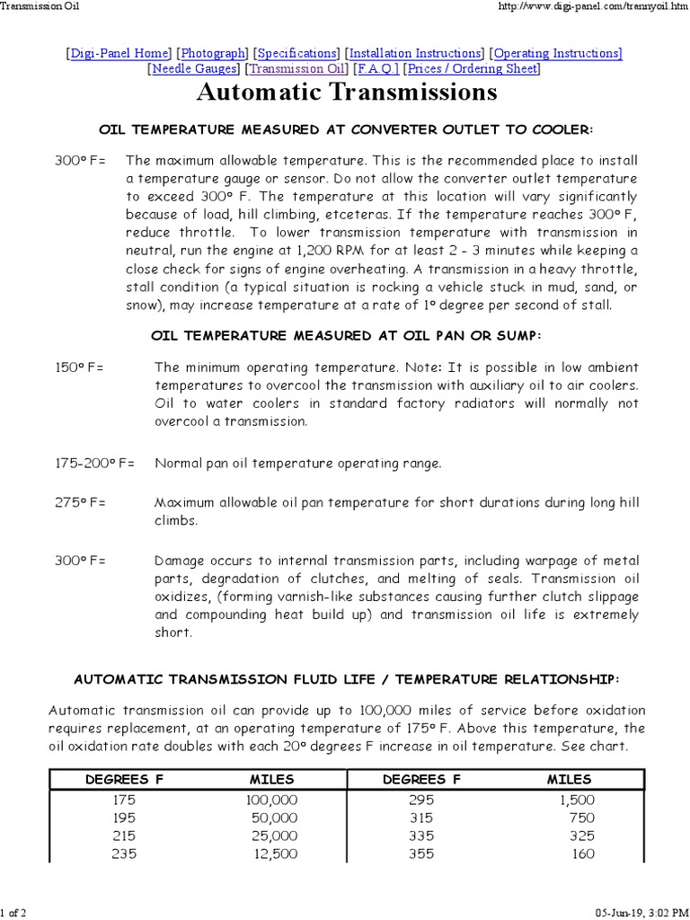 Transmission Fluid Temperature Measurement | PDF | Automatic ...