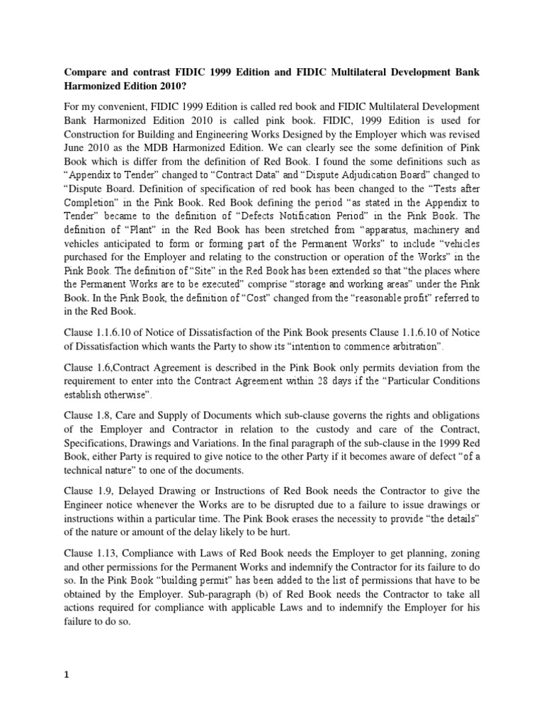 FIDIC Red and Pink Book | PDF | Employment | Arbitration