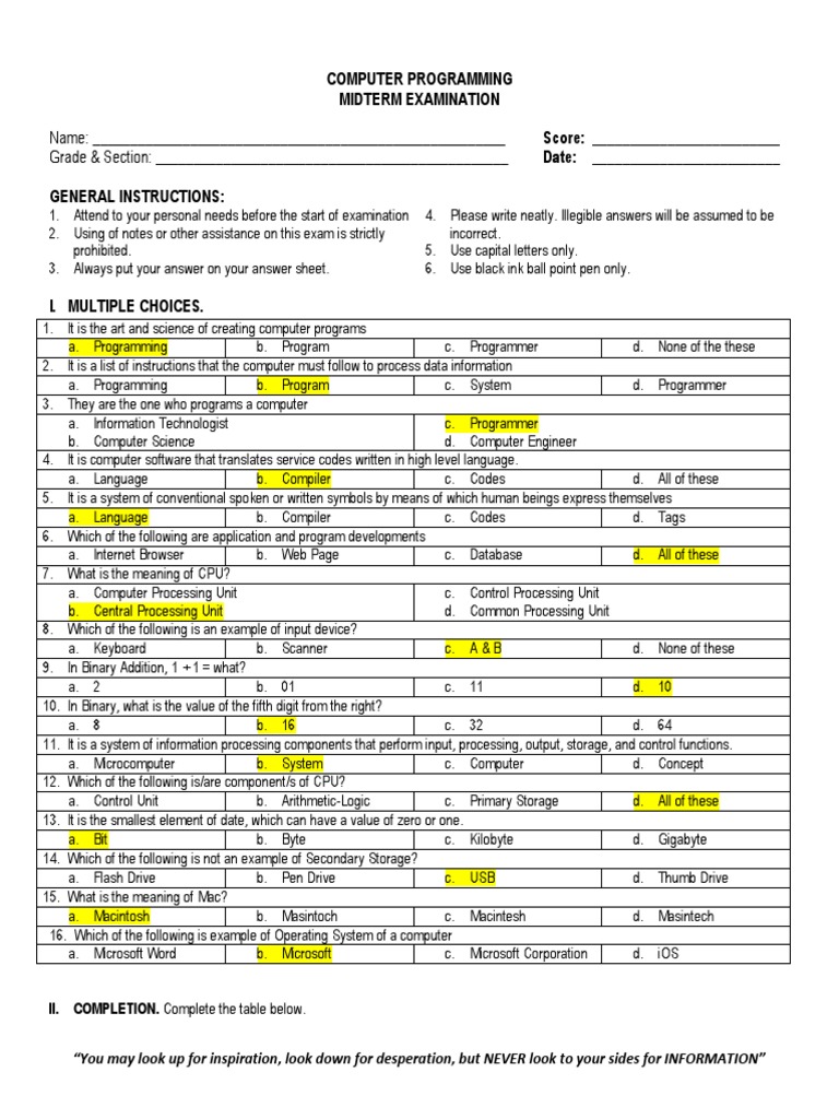 Computer Programming (.Net Technology) Exam | PDF | Computer Program ...