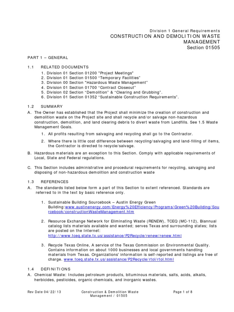 10B1X Waste Management Plan | PDF | Waste Management | Reuse