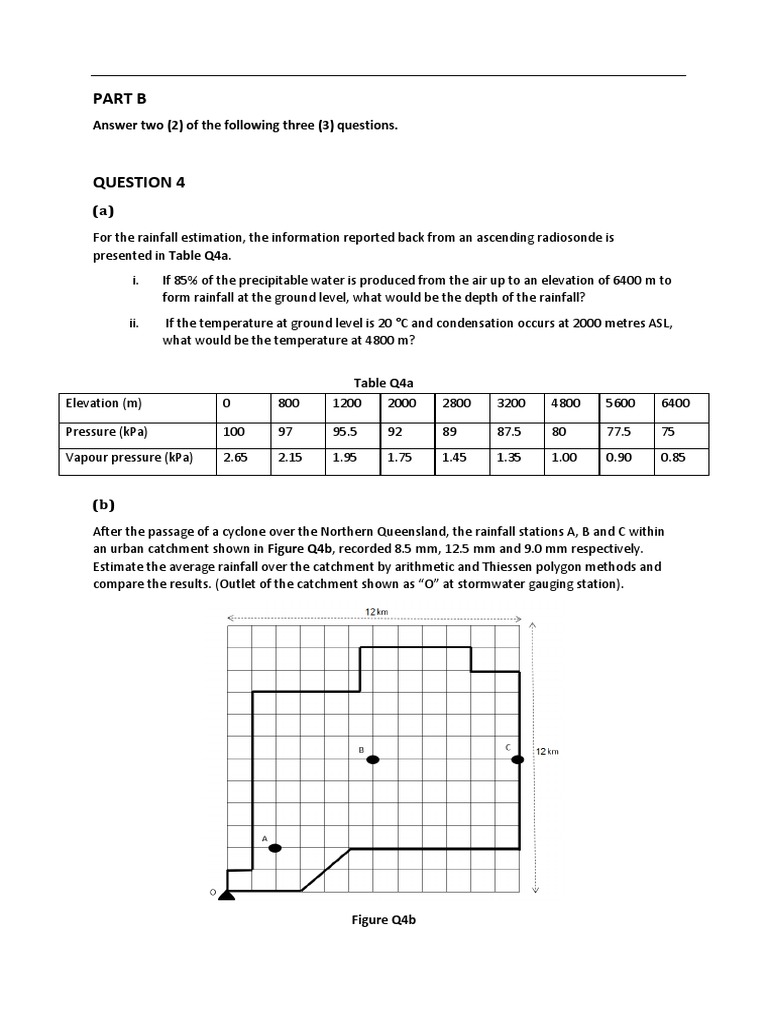 Hydrology Exam Questions Sample | PDF | Rain | Drainage Basin
