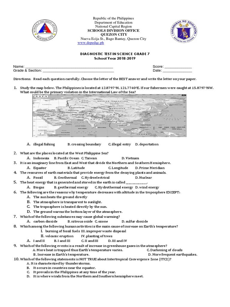 Diagnostic2018 19 SCIENCE Gr7-1 | PDF | Waves | Earth