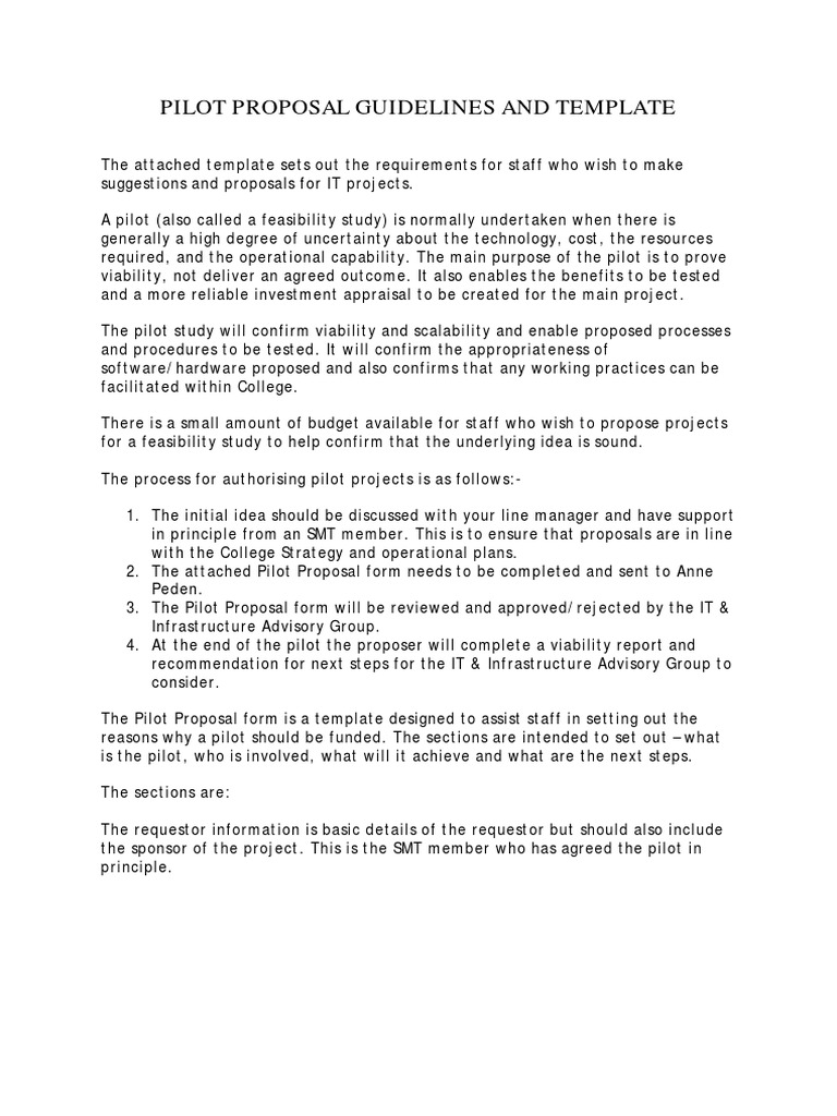 Pilot Proposal Guidelines | PDF | Feasibility Study | Business