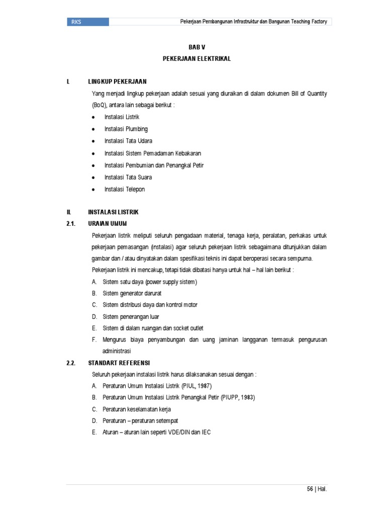 Bab V - Pekerjaan Elektrikal | PDF
