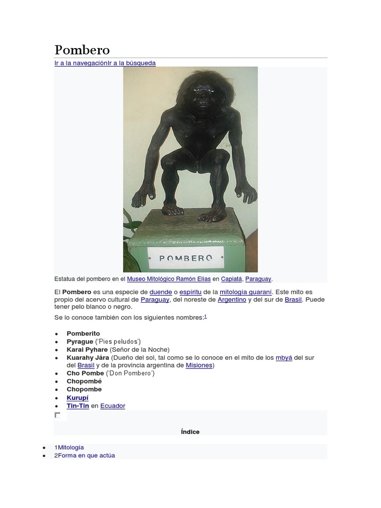La Leyenda Del Pombero | PDF | Criaturas legendarias germánicas ...