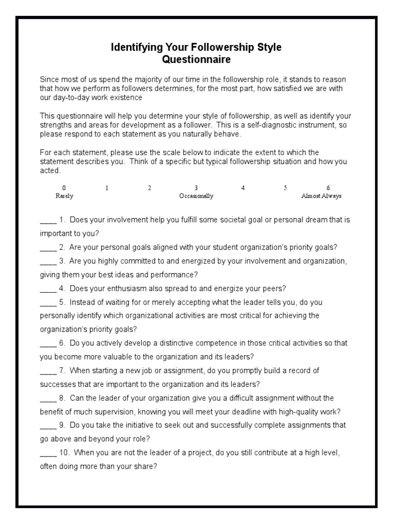 Assessing Your Followership Style | PDF | Leadership | Cartesian ...