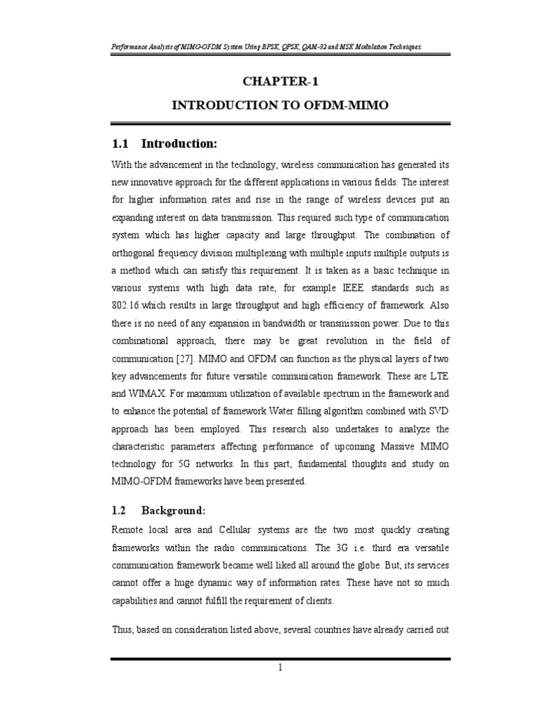 Performance Analysis of MIMO-OfDM System Using BPSK, QPSK, QAM-32 and MSK Modulation Techniques ...
