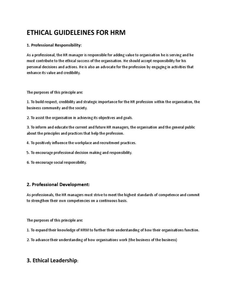 Ethical Guidelines of Hrm-Wps Office | PDF | Human Resource Management ...