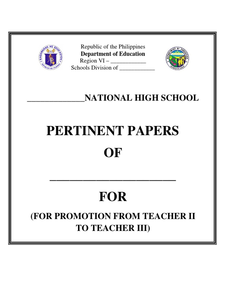 Pertinent Papers OF - FOR: - NATIONAL HIGH SCHOOL | PDF