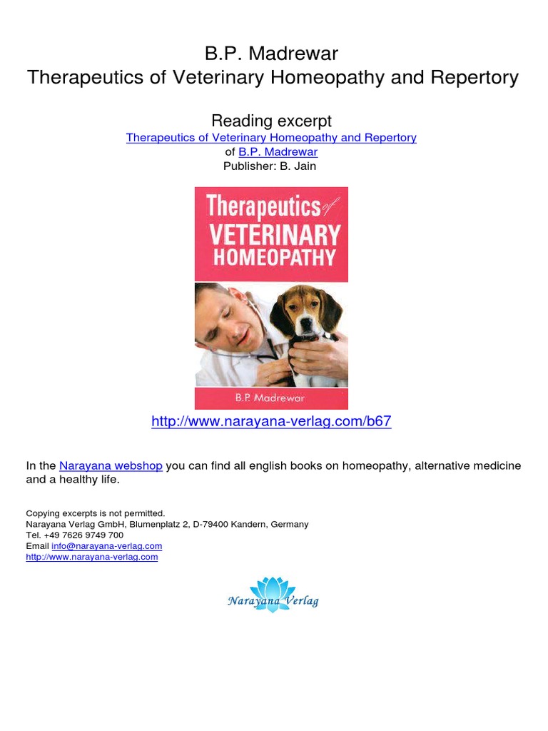 Textbook of Veterinary Homeopathy by DR Madrewar | PDF | Homeopathy ...