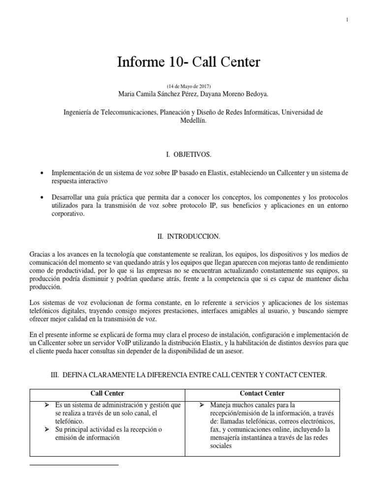 Lab10 Call Center Elastix | PDF | Centro de llamadas | Voz sobre IP