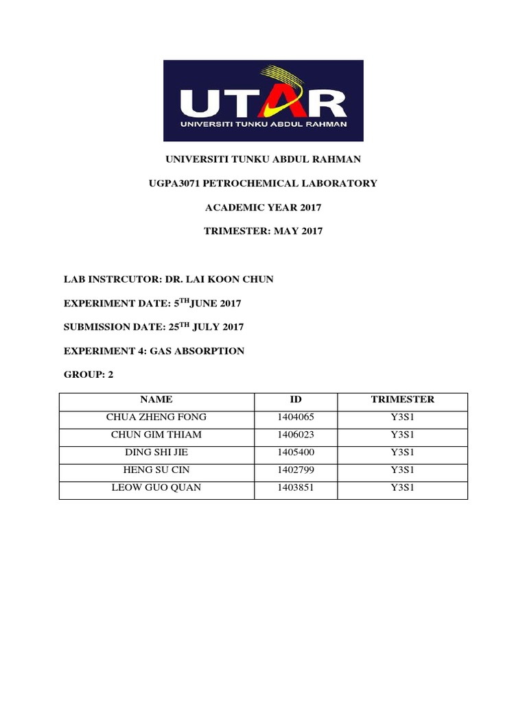 Gas Absorption Lab Report | PDF | Sodium Hydroxide | Carbon Dioxide