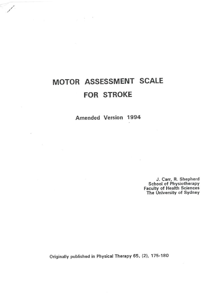 Motor Assesment Scale | PDF