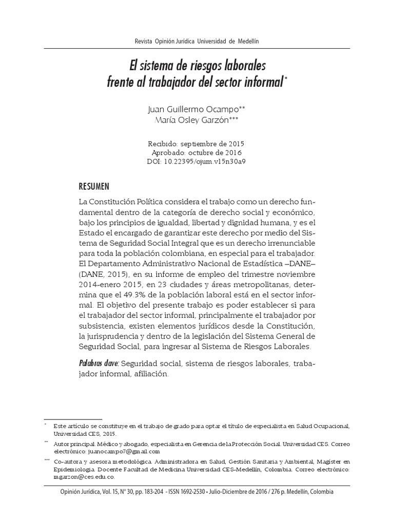 Articulo de Investigación Trabajo Informal | PDF | Derecho laboral ...