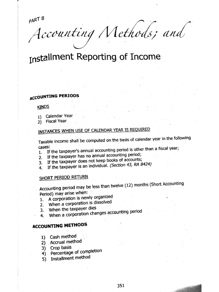 Accounting Methods and Installment Reporting of Income | PDF
