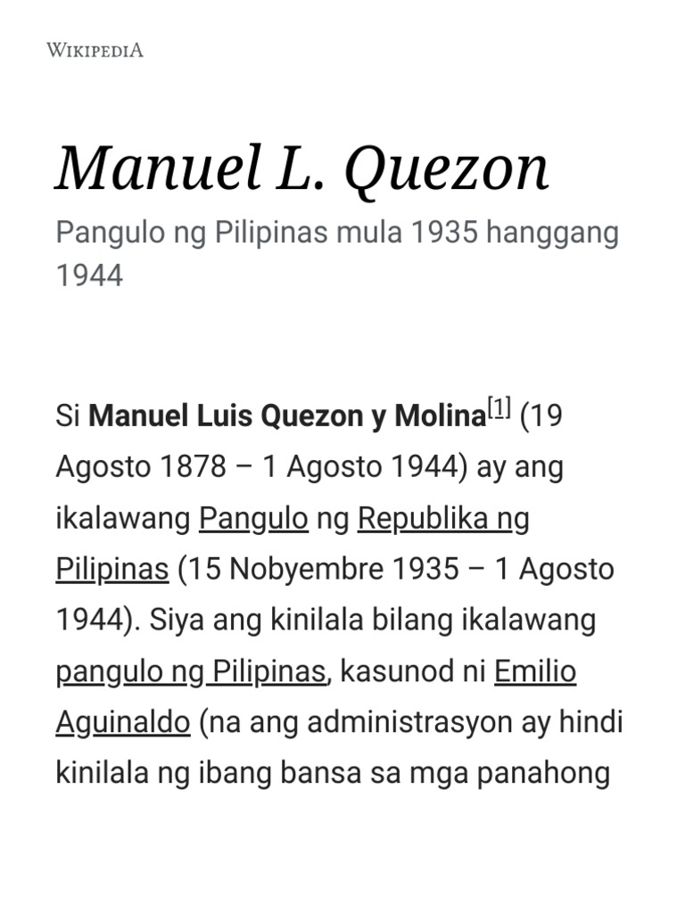 Manuel L Quezon | PDF