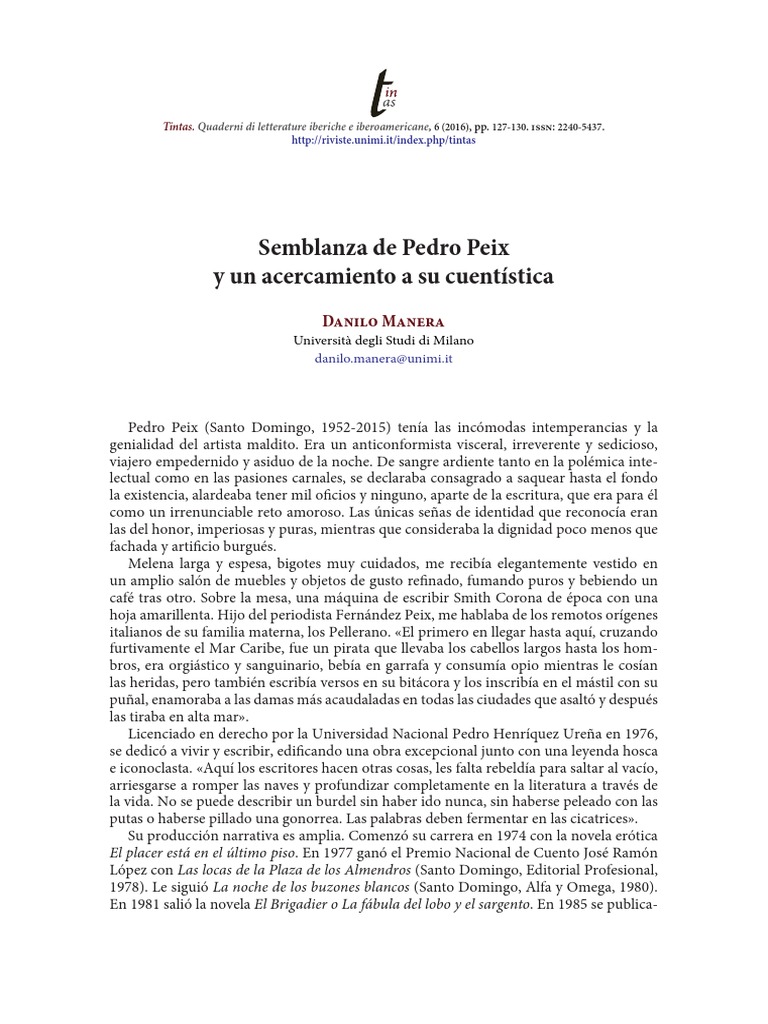 Semblanza de Pedro Peix y su obra | PDF | Novelas | Cuentos