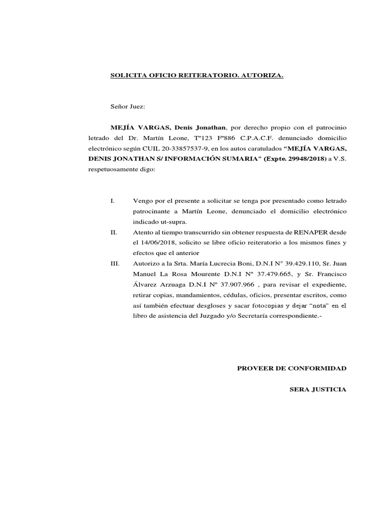 Oficio Reiteratorio | PDF | Gobierno | Violencia