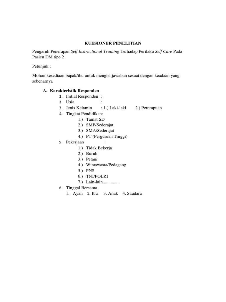 Kuesioner SDSCA | PDF