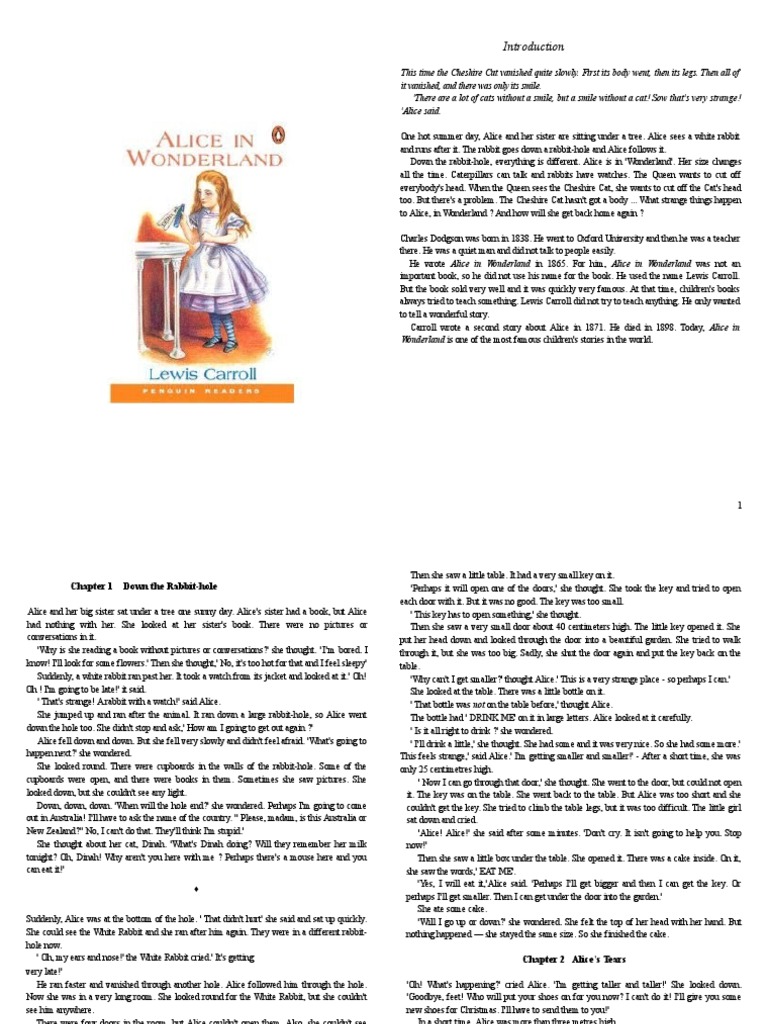 Alice in Wonderland - Level 2 | PDF | Lewis Carroll | Alice's ...