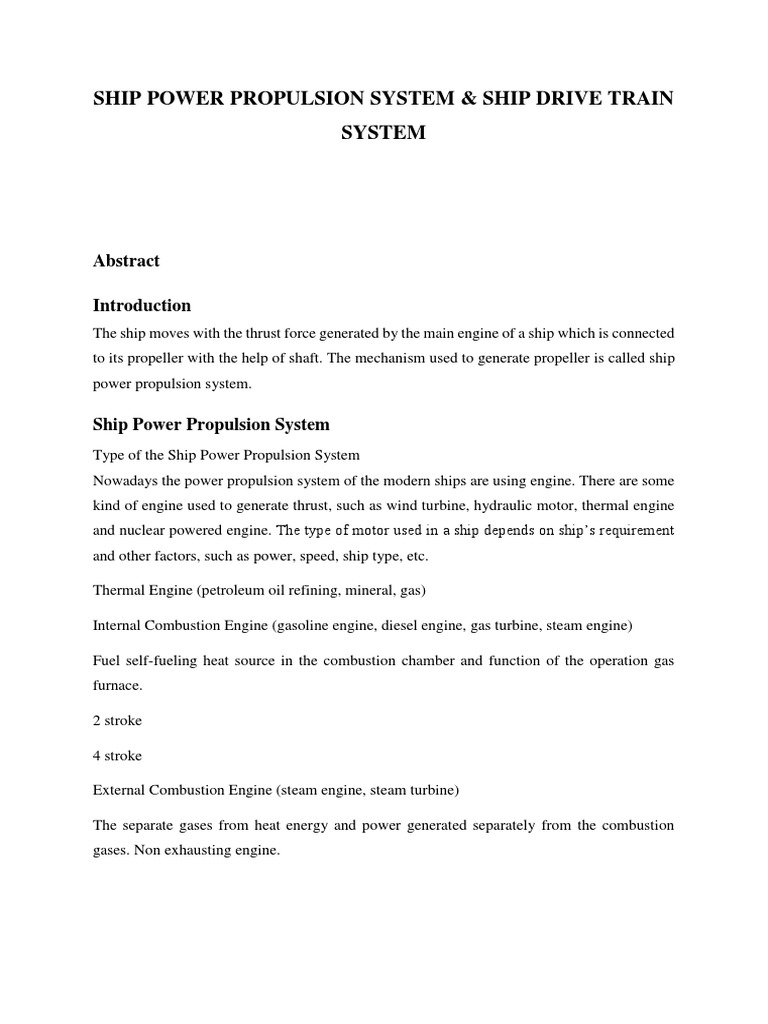 Ship Power Propulsion System & Ship Drive Train System | PDF ...