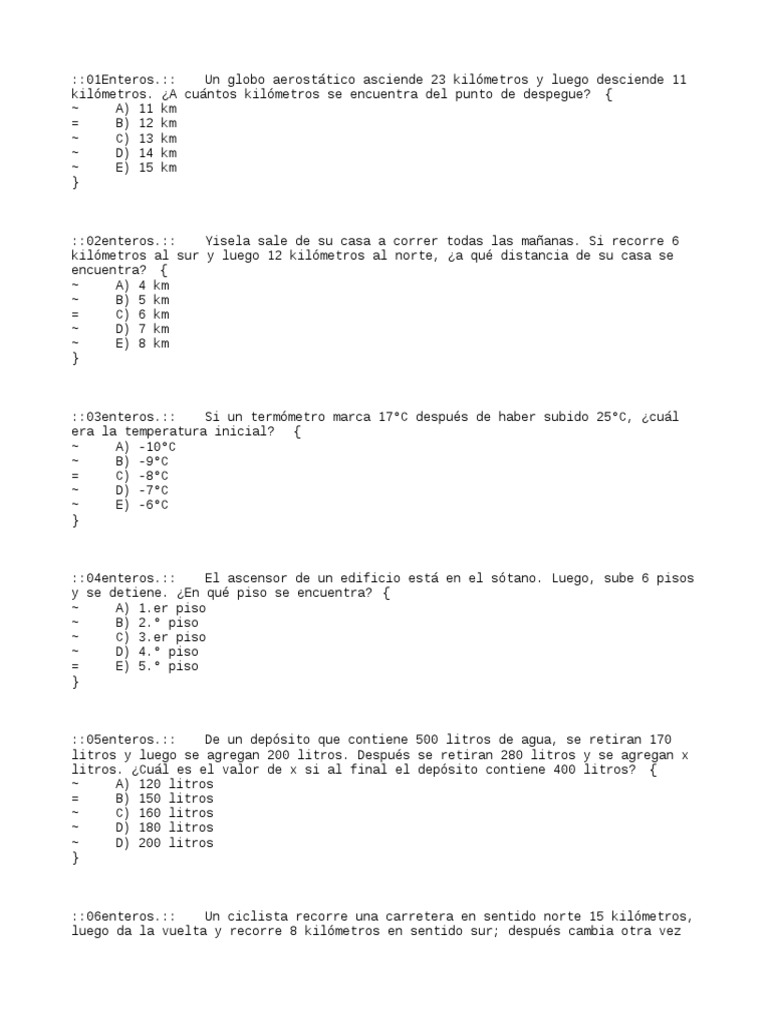 Preguntas de Enteros2 | PDF | Agitación | Naturaleza