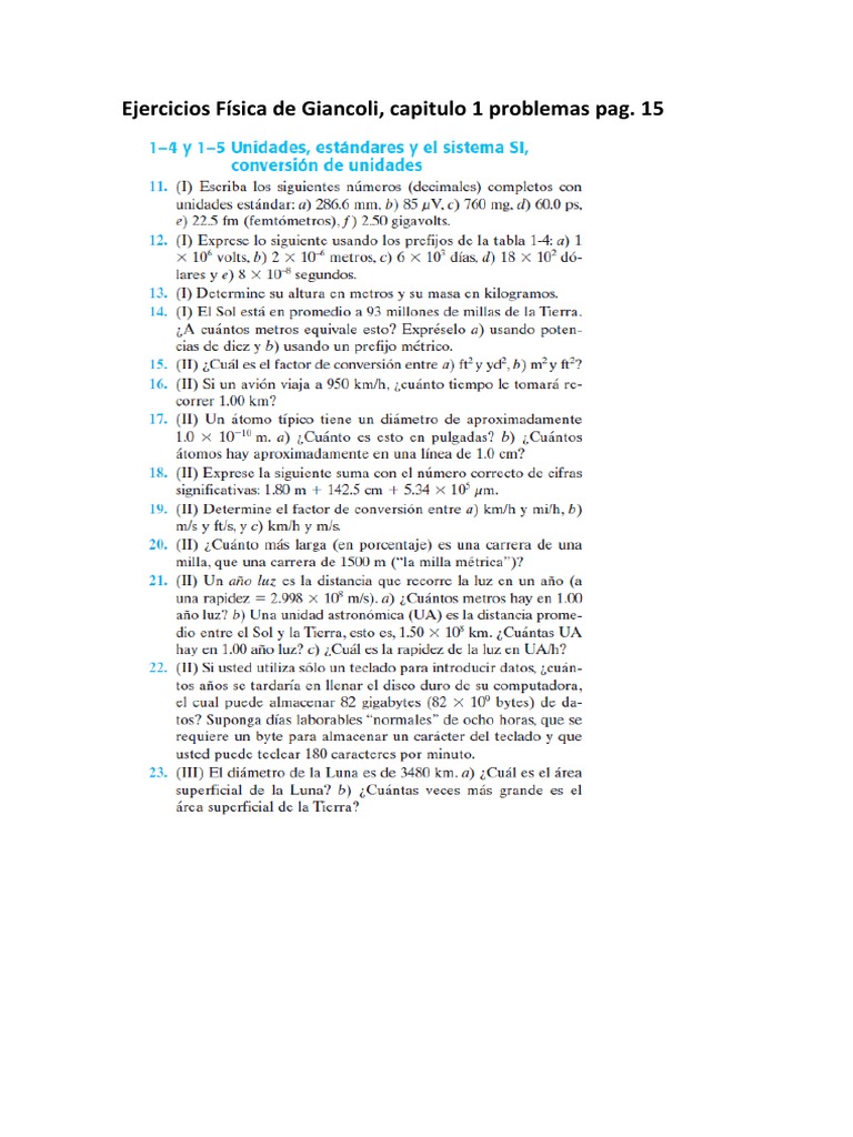 Ejercicios Física de Giancoli y Serway | PDF