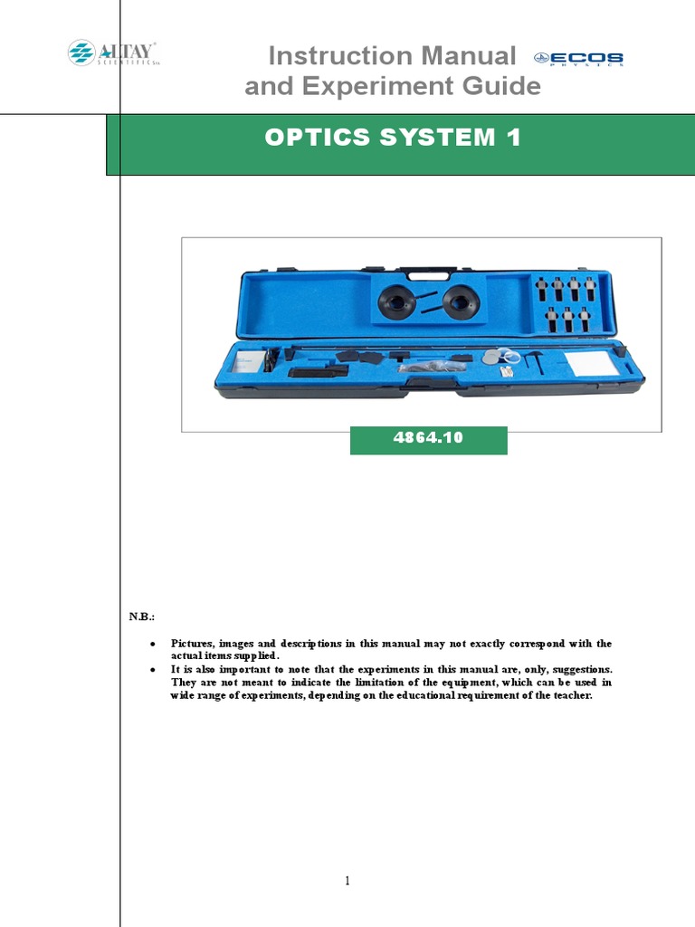 Instruction Manual and Experiment Guide: Optics System 1 | PDF | Lens ...