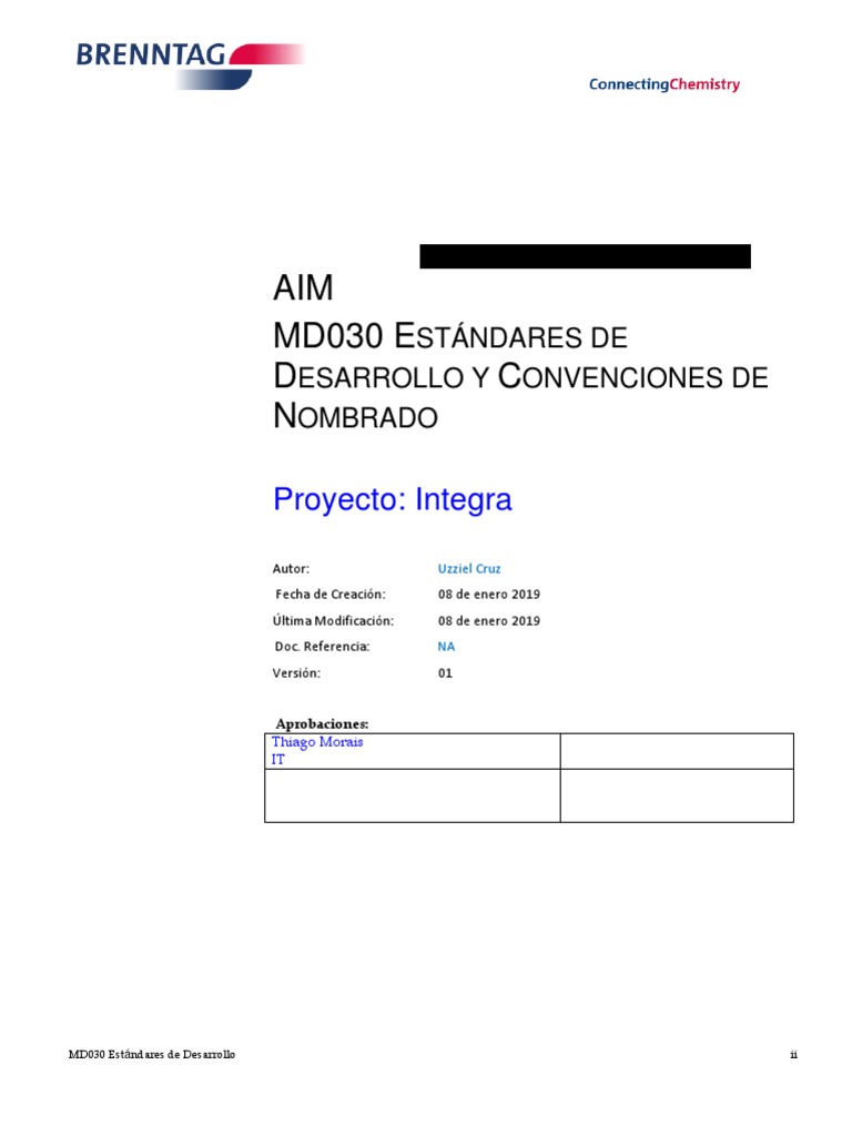 MD030 - Brenntag Estándares de Desarrollo | PDF | Taxonomía (biología) | Archivo de computadora