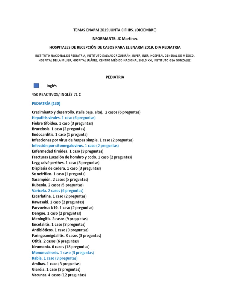 Temas Enarm 2019 Pedia1 | PDF | El embarazo | Inmunología