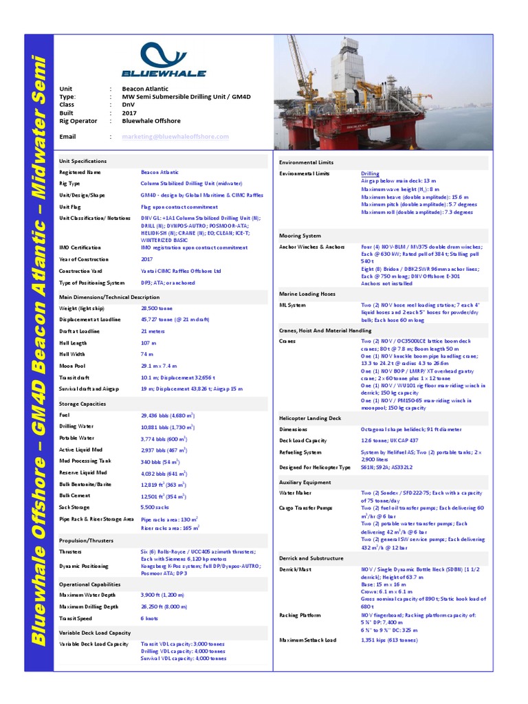 Beacon Atlantic Short Spec R1 141118 NB | PDF | Crane (Machine) | Engines