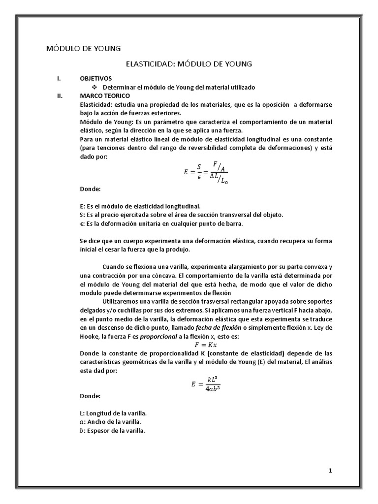 Modulo de Young | PDF | El módulo de Young | Elasticidad (Física)