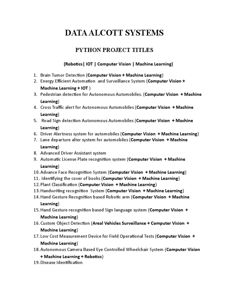 Final Year Project Topics Python Image Processing | PDF