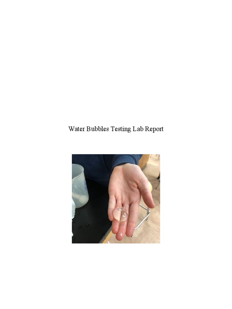 Water Bubbles Testing Lab Report | PDF